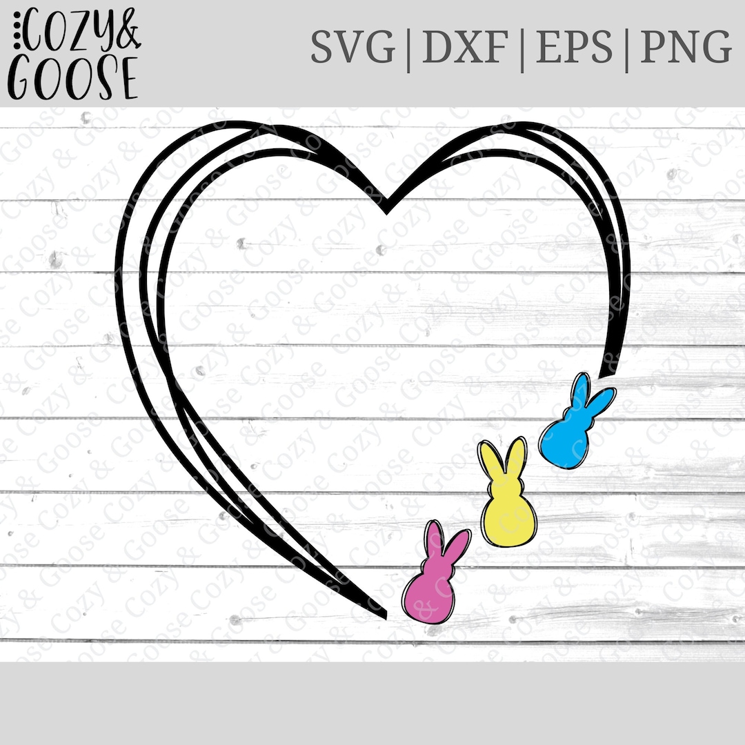 Heart With Bunnies SVG - Happy Easter SVG - Peeps SVG - Hippity Hoppity ...