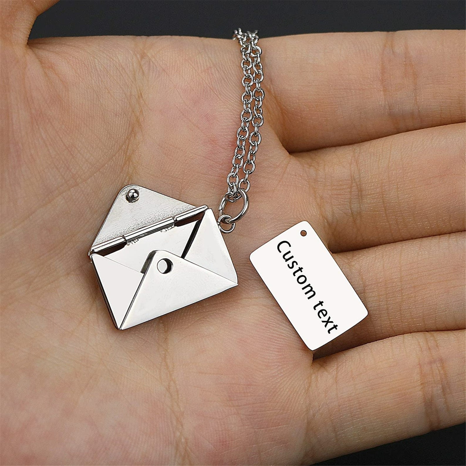 Personalized Locket Necklace, Small Envelope Locket Gift Necklace ...