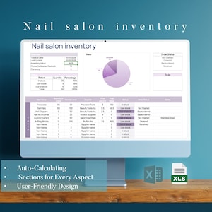Nail Salon Inventory List Template, Excel Template, Auto-calculating ...