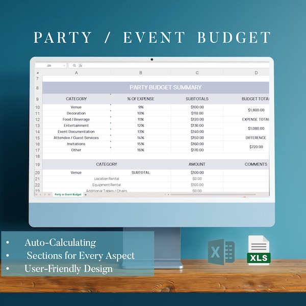 Event Budget Spreadsheet for Excel - Etsy