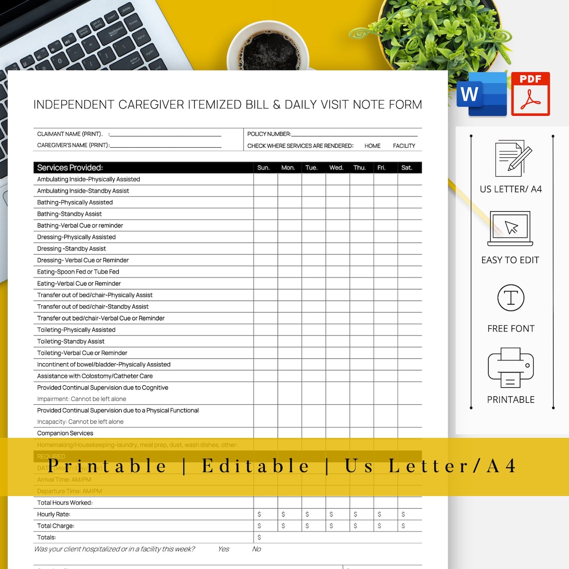 Home Health Aide Timesheet Templates In-home & Caregiver Timesheets ...