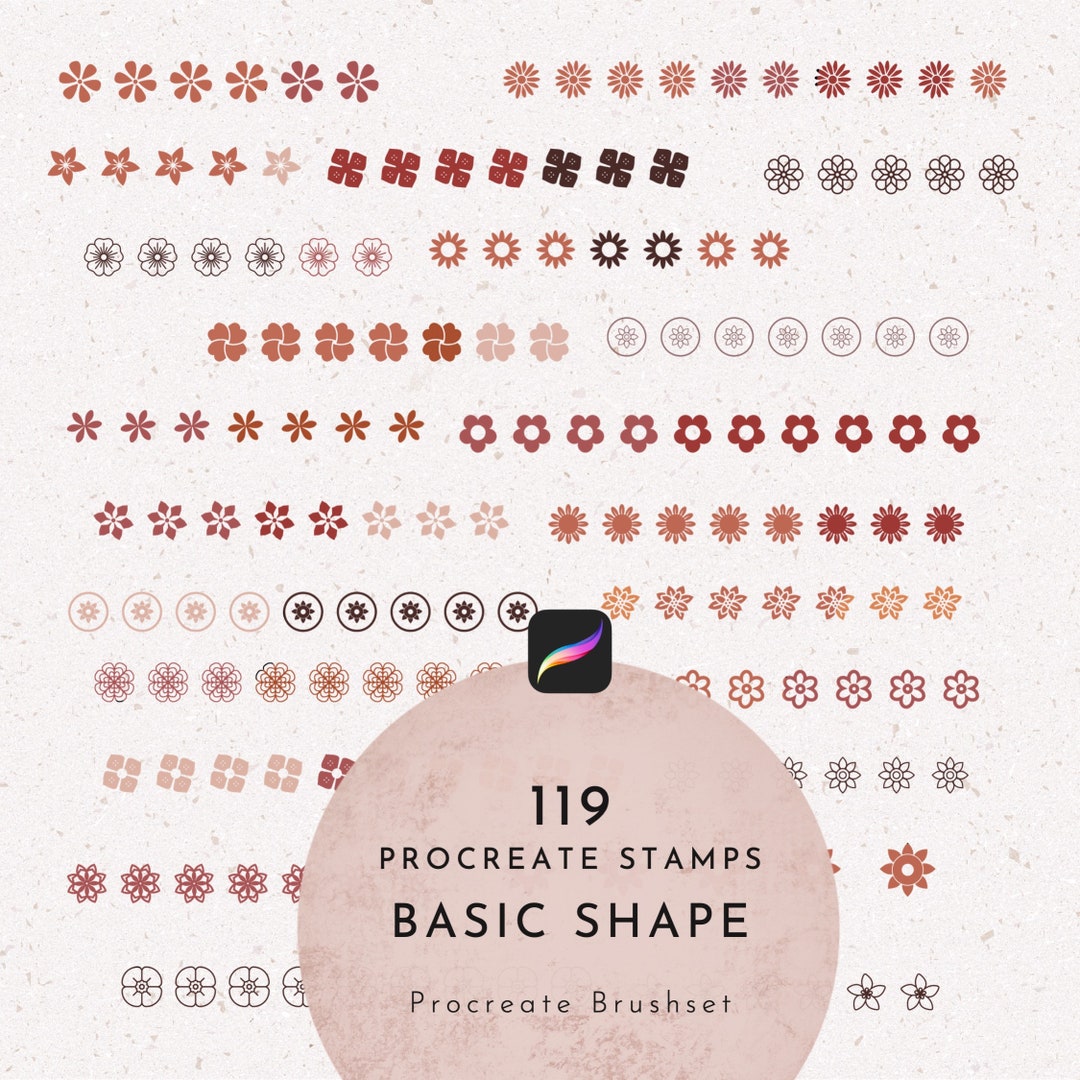 Procreate Basic Shape Stamp Brush, 119 Procreate Stamps, Icon Design ...