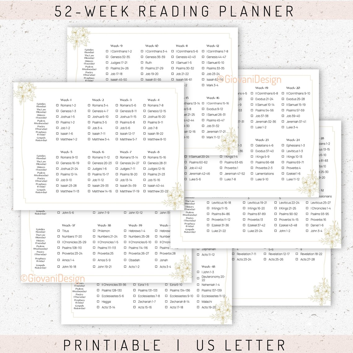 Printable Bible 52-week Reading Planner for 2022 Daily | Etsy