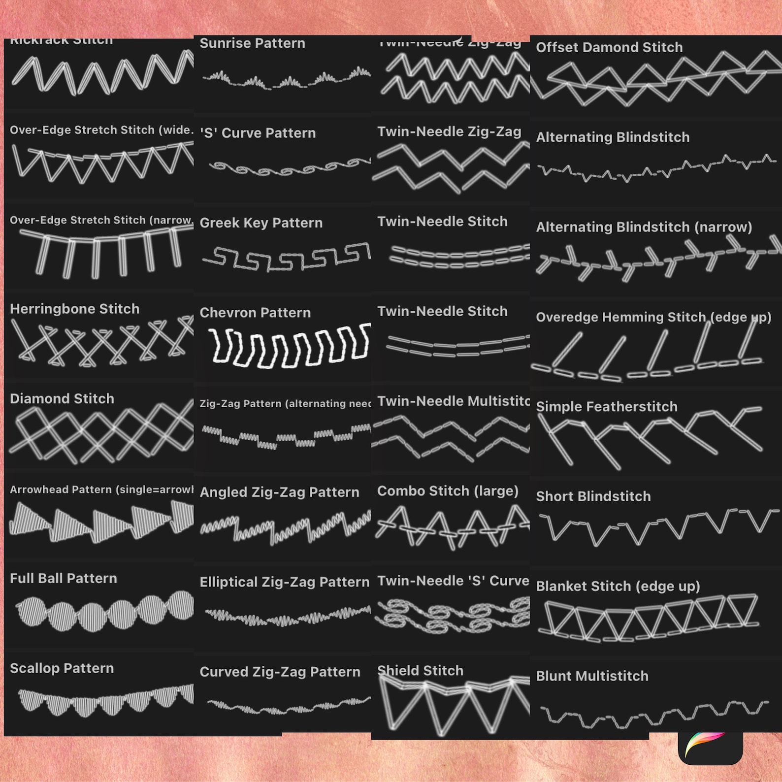 Procreate Stitch Brush Stitch Line Brushes Fashion Design - Etsy