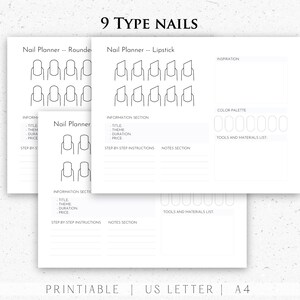 Nail Design Planner Sheet, Printable Nail Tech Planner Sheet, DIY Nail ...