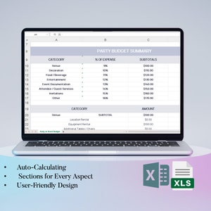 Party & Event Budget Planner, Excel Template, Auto-calculating Event ...