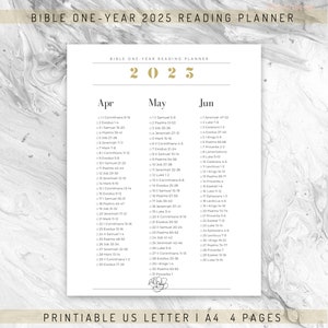 Printable Bible One-year Reading Planner for 2025, Daily Journal, Bible ...