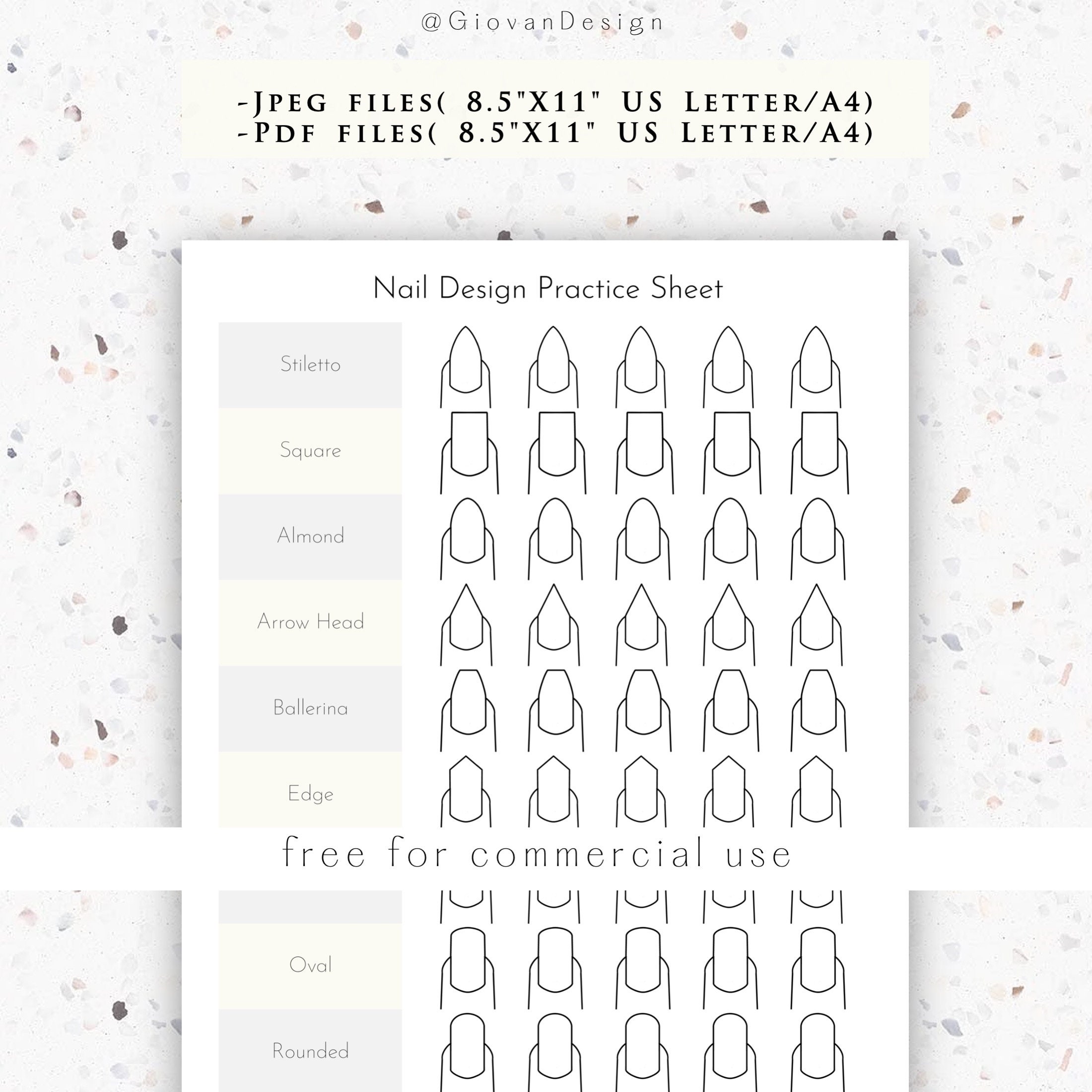 Nail Design Practice Sheet, Printable Nail Tech Planner Sheet, DIY Nail ...