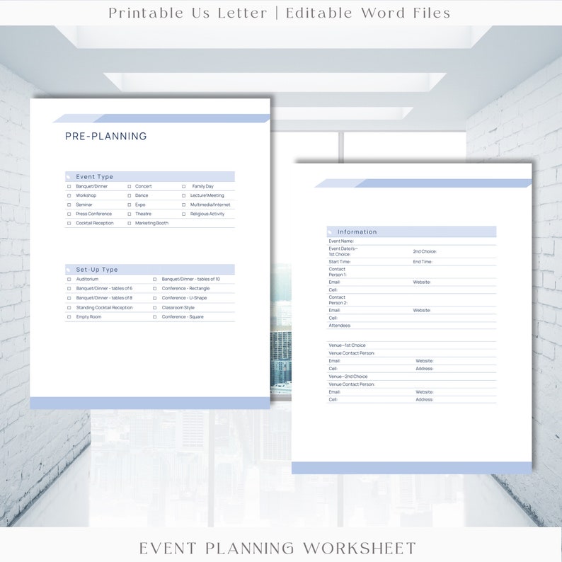 Editable Event Planning Worksheet Templateprintable Event - Etsy