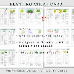 Printable Garden Cheat Cards Bundle, Detailed Seed Starting Guides ...