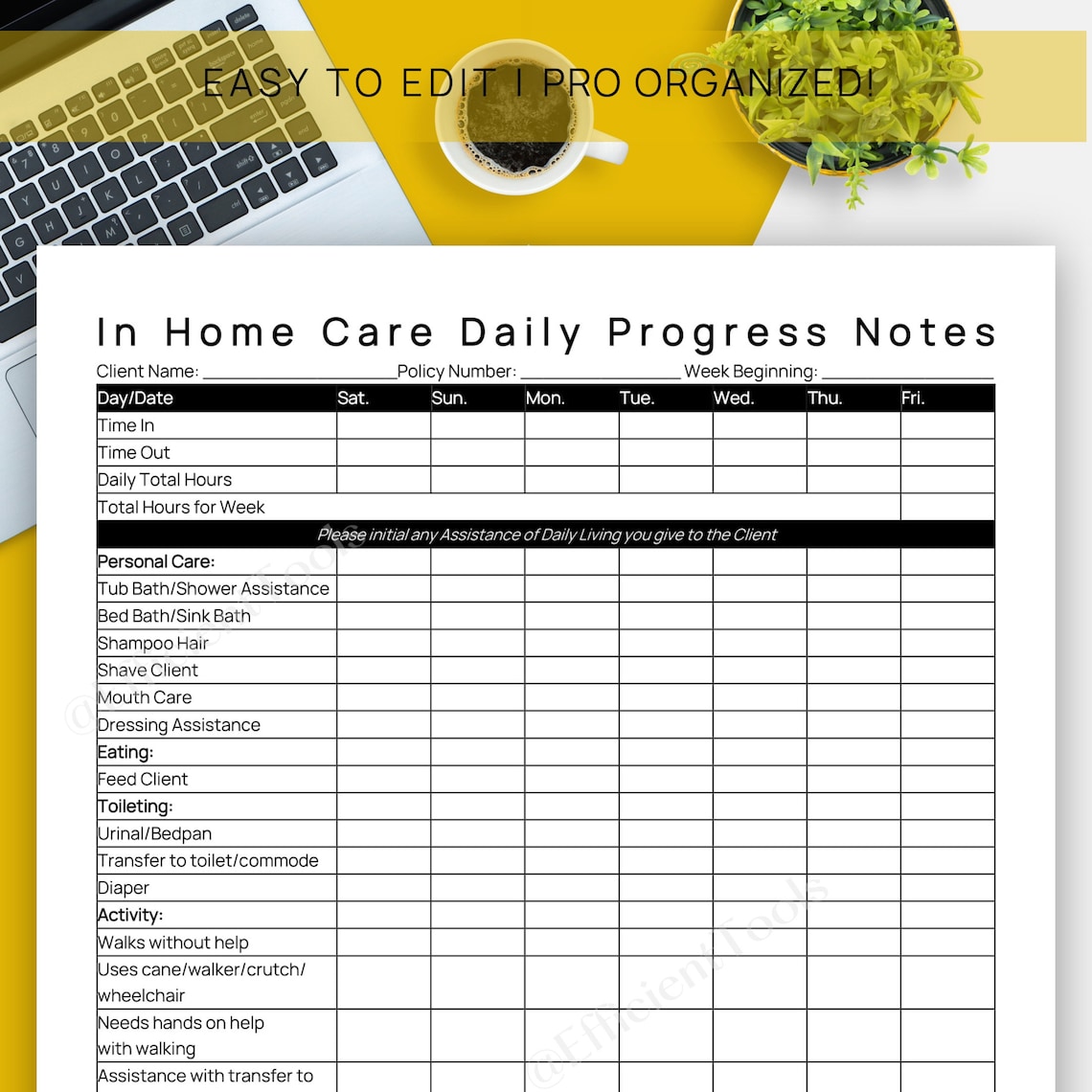 Daily Progress Note Templates for In-home Care Patients & Nursing Homes ...