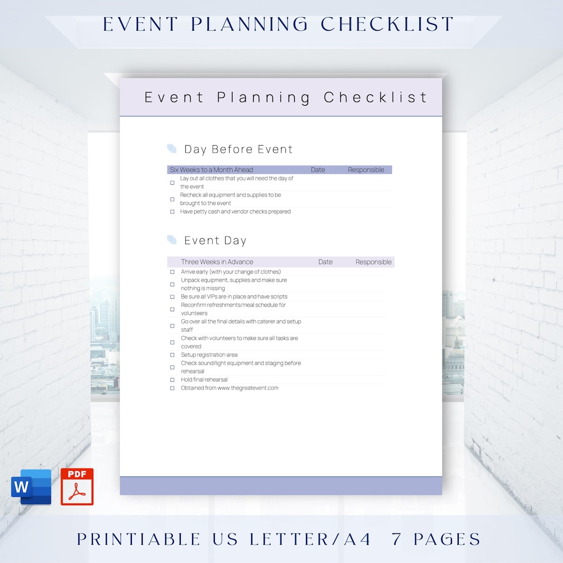 Editable Event Planning Checklist Template, Printable 6 Months, Event ...