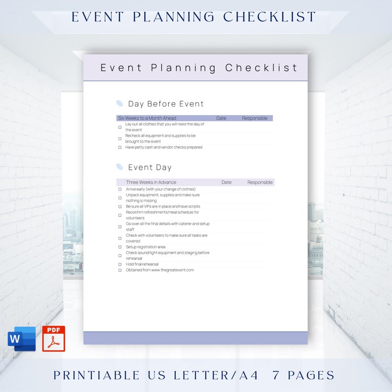 Editable Event Planning Checklist Template, Printable 6 Months, Event ...