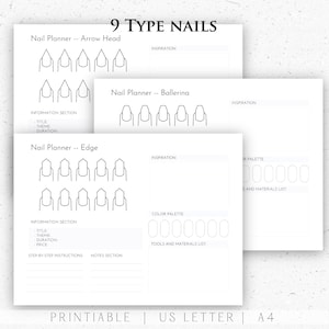 Nail Design Planner Sheet, Printable Nail Tech Planner Sheet, DIY Nail ...