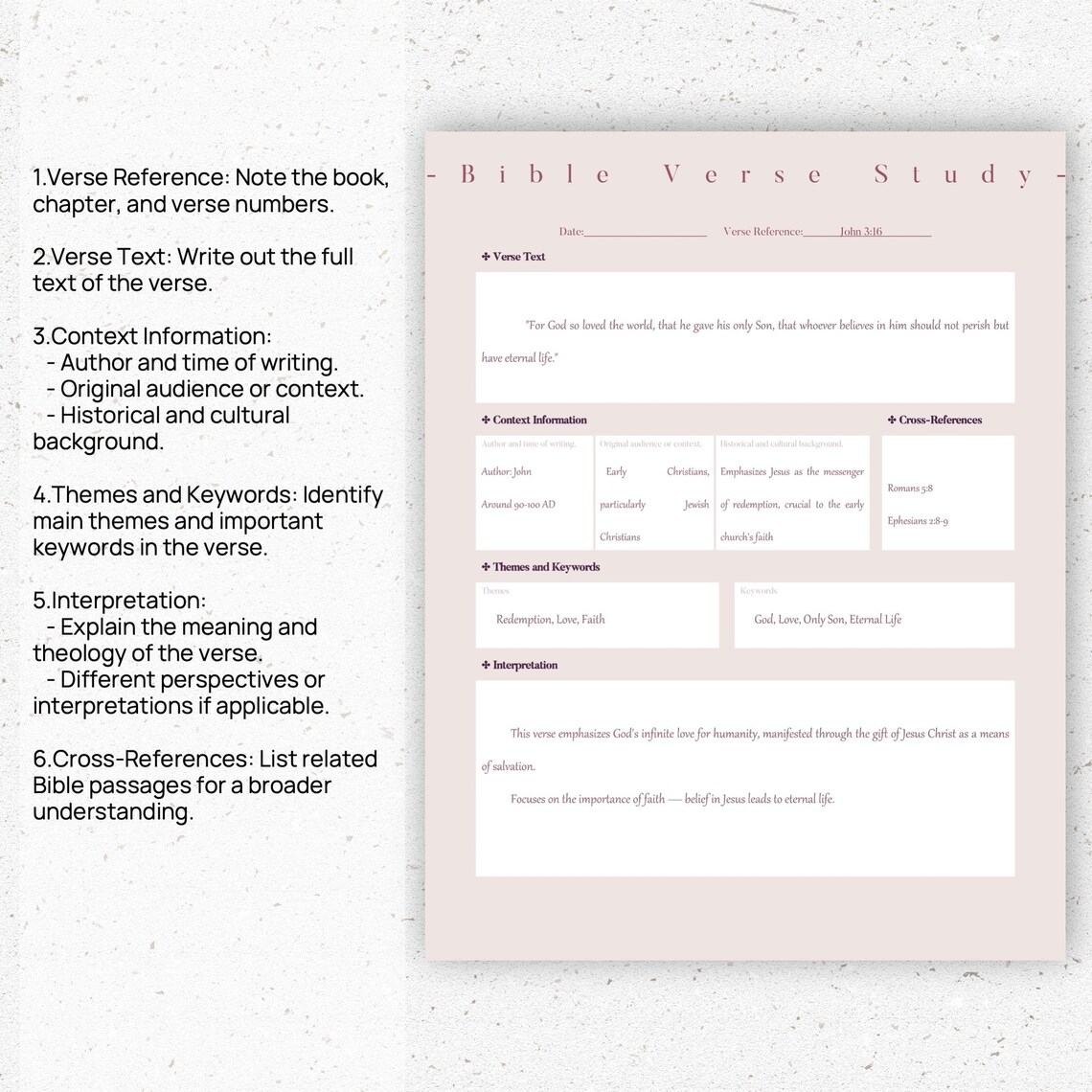 Printable Verse Mapping, Editable Bible Study Journal Template ...