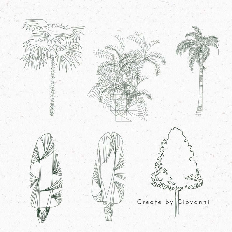 66 Landscape Isolated Tree Elements Stamp Brush Trees | Etsy