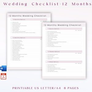 Comprehensive 12-month Wedding Planning Checklist, Wedding Day Guide,1 ...