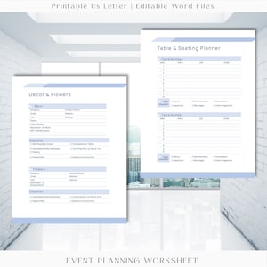 Editable Event Planning Worksheet Template,printable Event Organizer ...