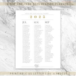 Printable Bible One-year Reading Planner for 2025, Daily Journal, Bible ...