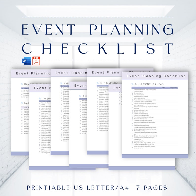 Editable Event Planning Checklist Template, Printable 6 Months, Event ...