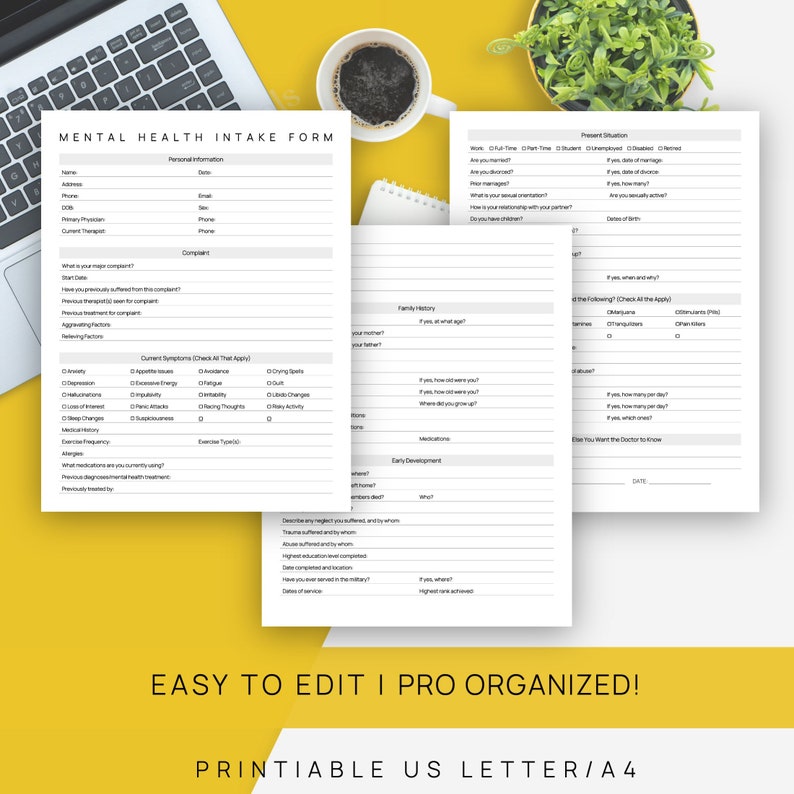 Mental Health Intake Forms - Assessment & Therapy Client Forms ...