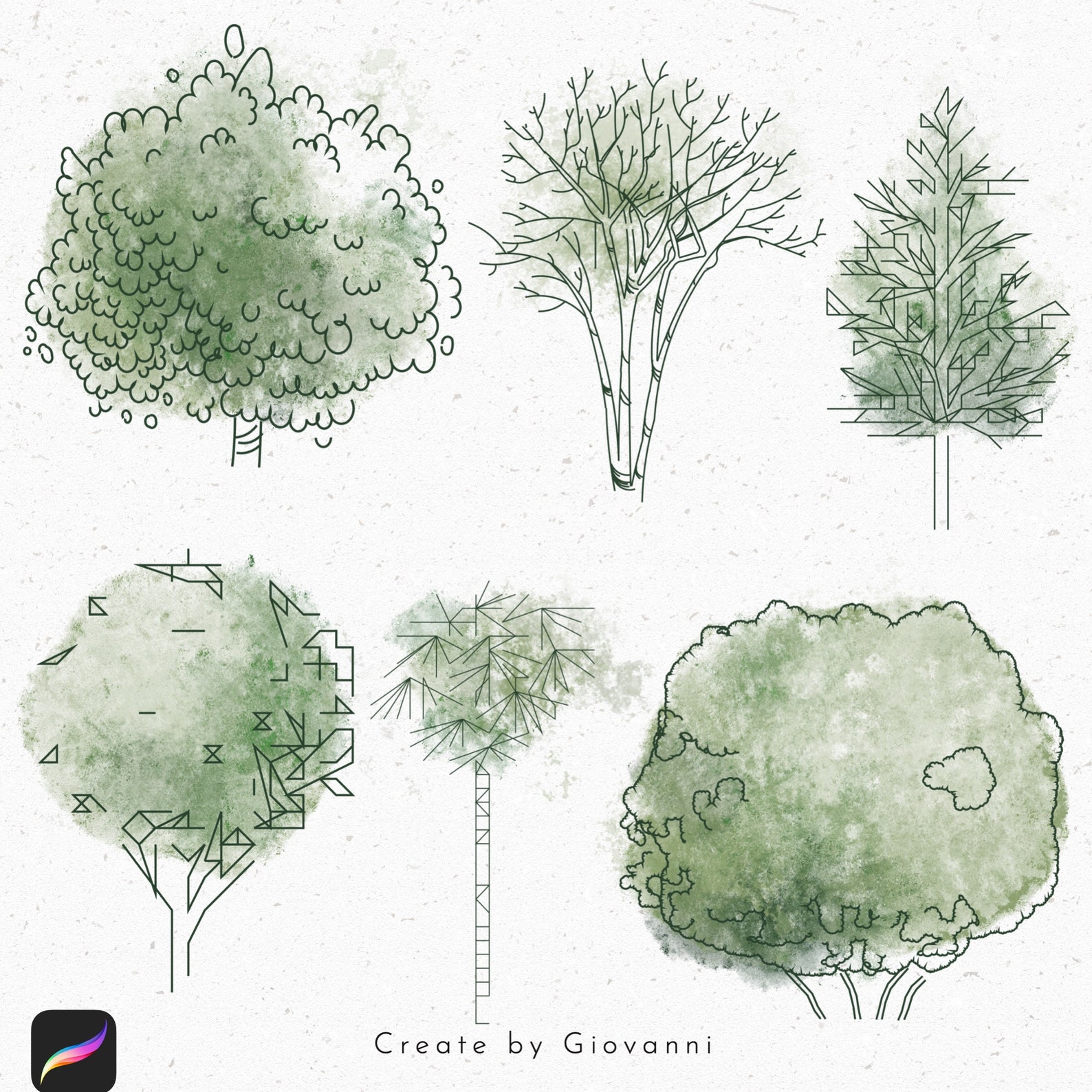 66 Landscape Isolated Tree Elements Stamp Brush, Trees, Leaves ...