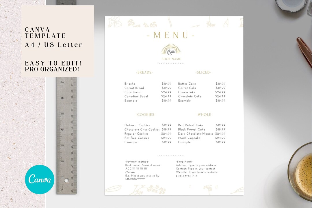 Editable Cake Order Form Canva Template,printable Bakery Order Form ...
