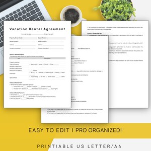 Editable Vacation Rental Agreement, Airbnb Rental Contract Template ...