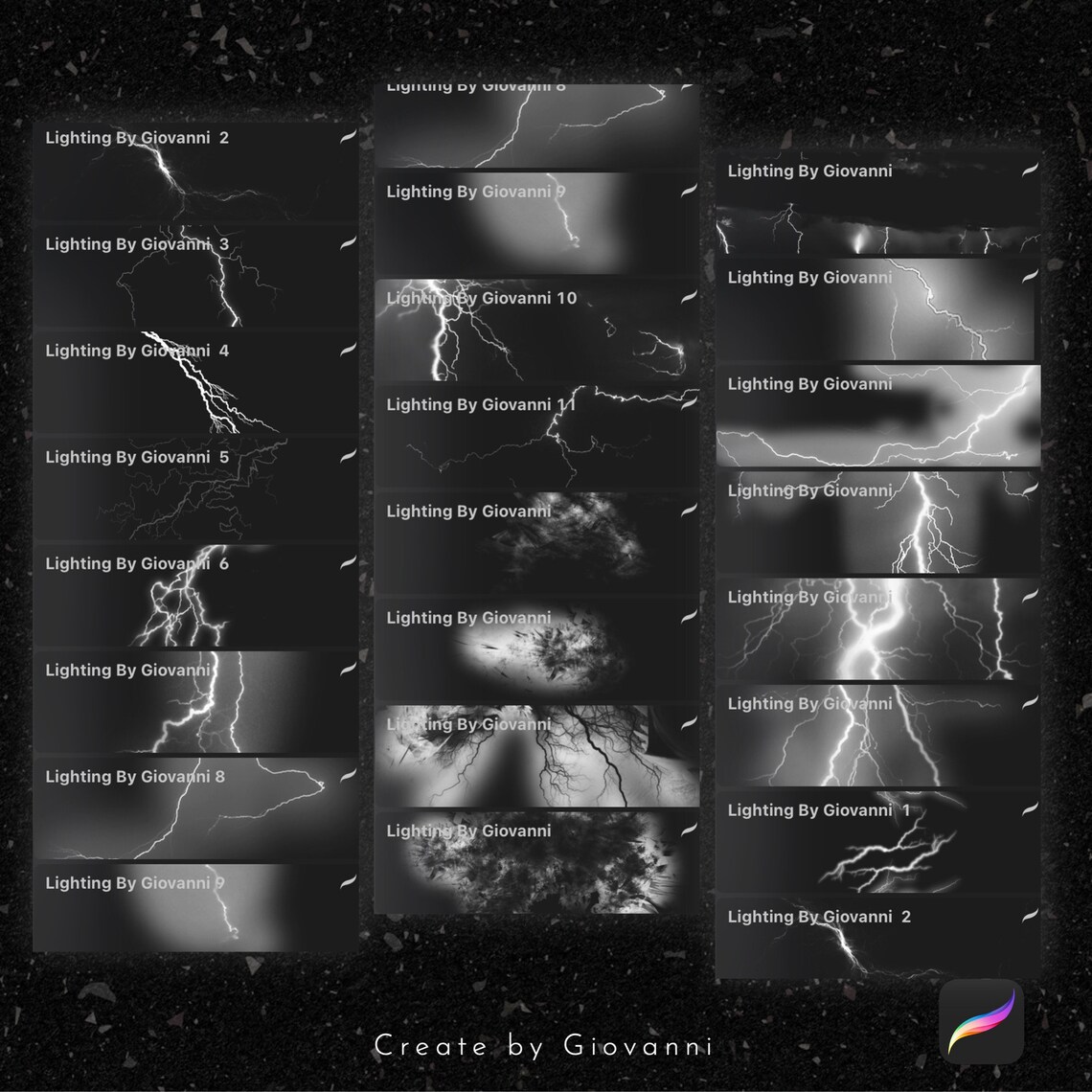 Procreate Lightning Brushes Realistic Lightning Flash - Etsy