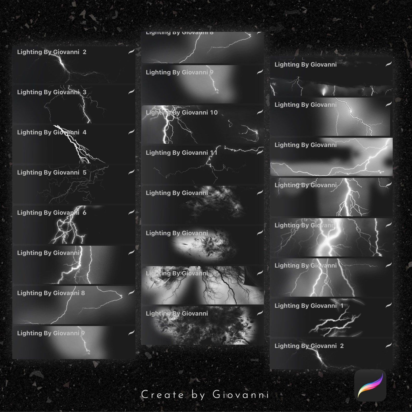 Procreate Lightning Brushes Realistic Lightning Flash - Etsy