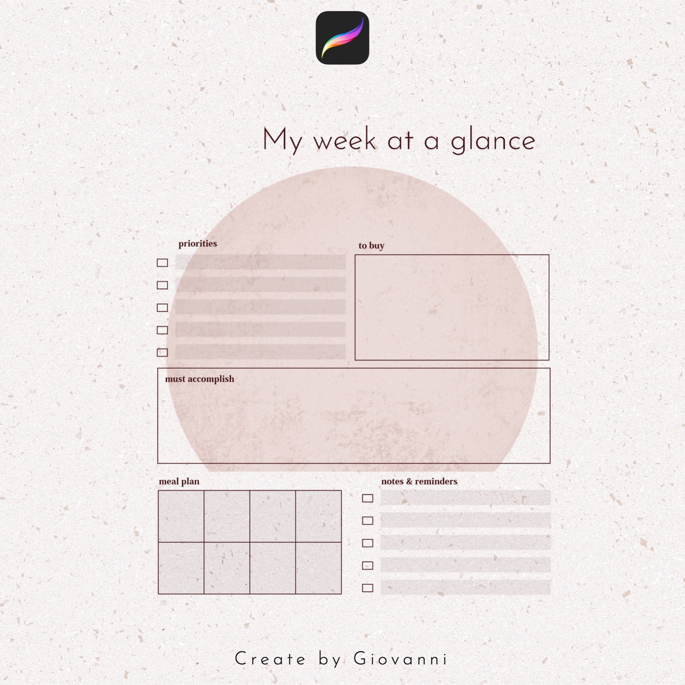 Week Note Procreate Brushset, Procreate Brush, Weekly, Daily Template ...