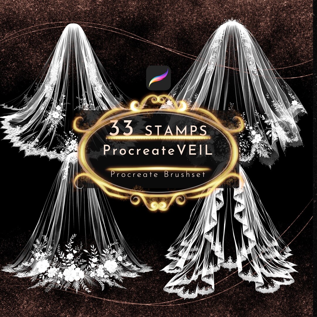 Procreate Wedding Veil Stamp Brush, Procreate Wedding Veils Stamp ...