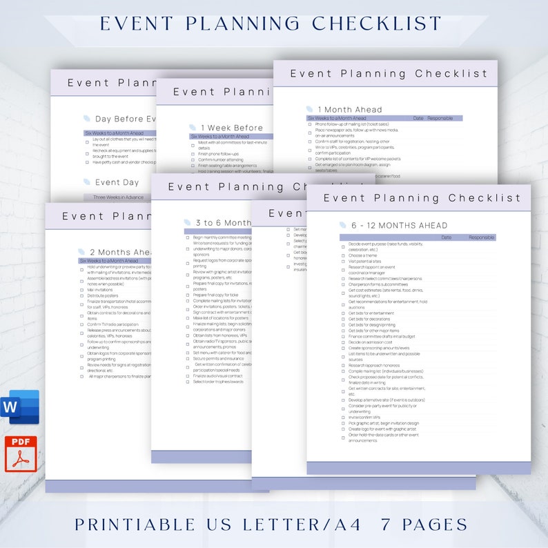 Editable Event Planning Checklist Template, Printable 6 Months, Event ...