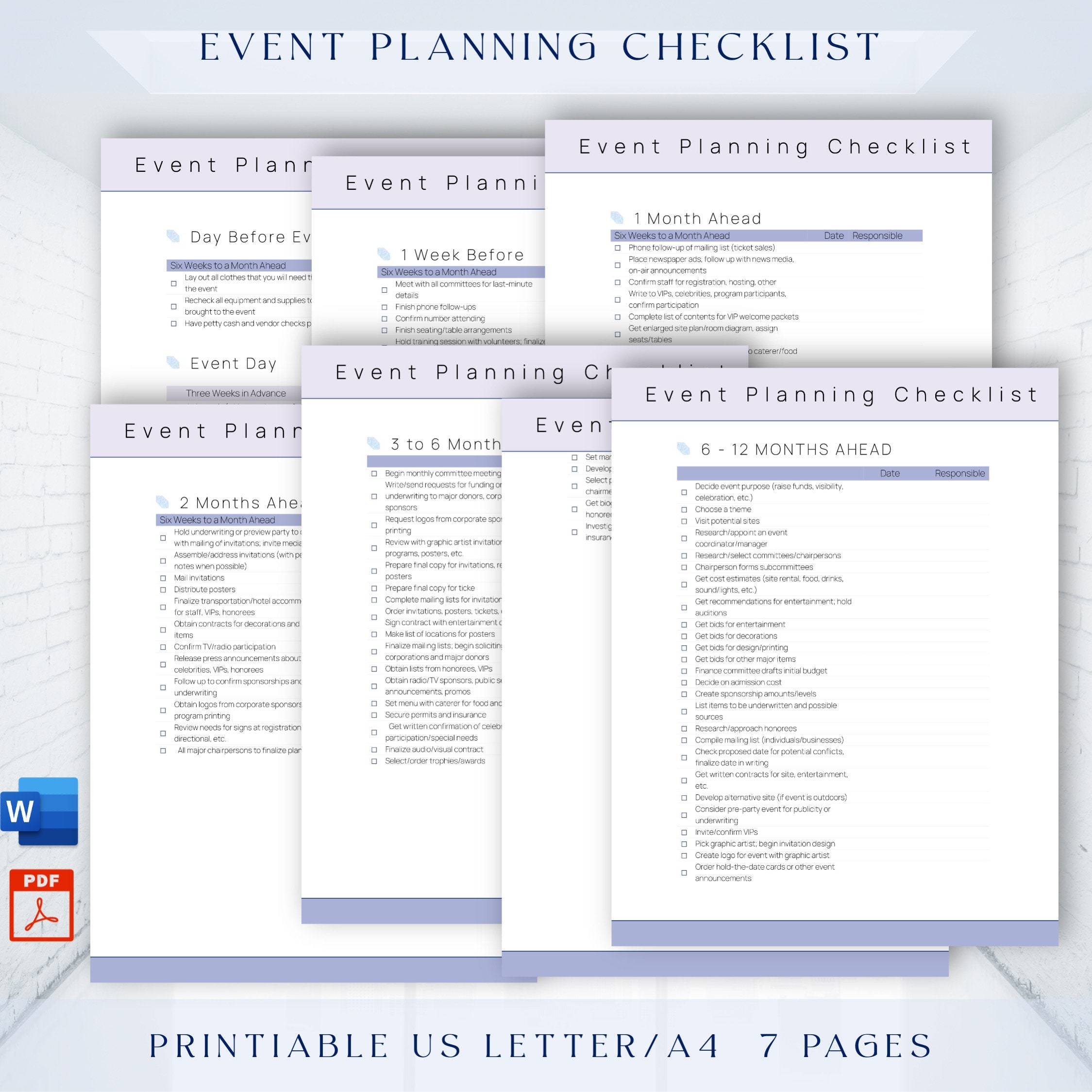 Editable Event Planning Checklist Template, Printable 6 Months, Event ...