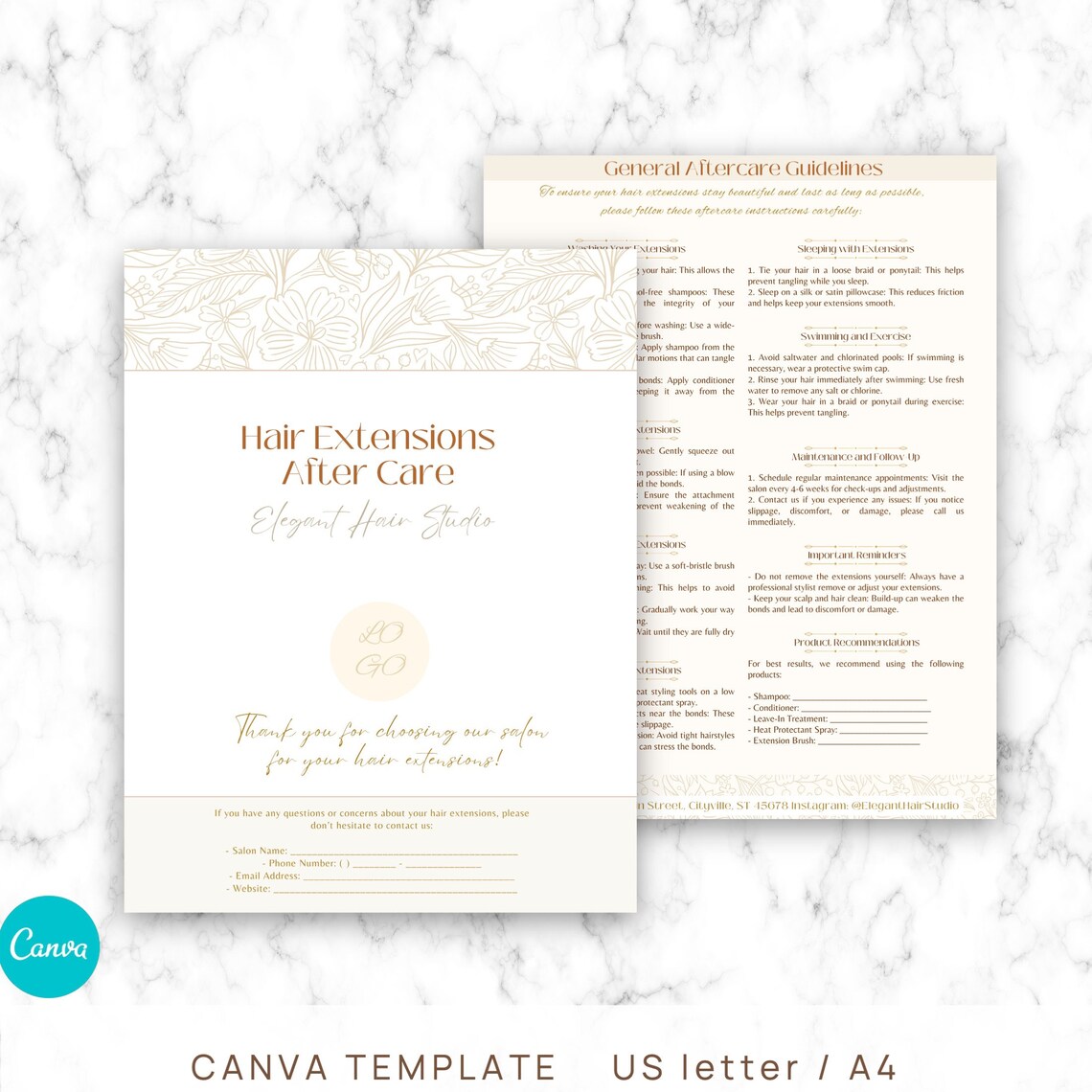 Hair Extensions Contract Template | Hair Extensions Aftercare ...