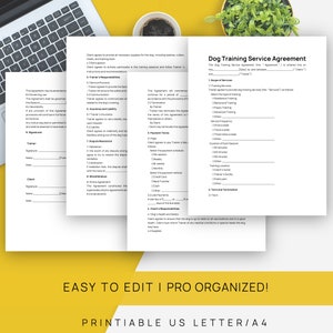Editable Dog Training Agreement Form, Printable Dog Training Service ...