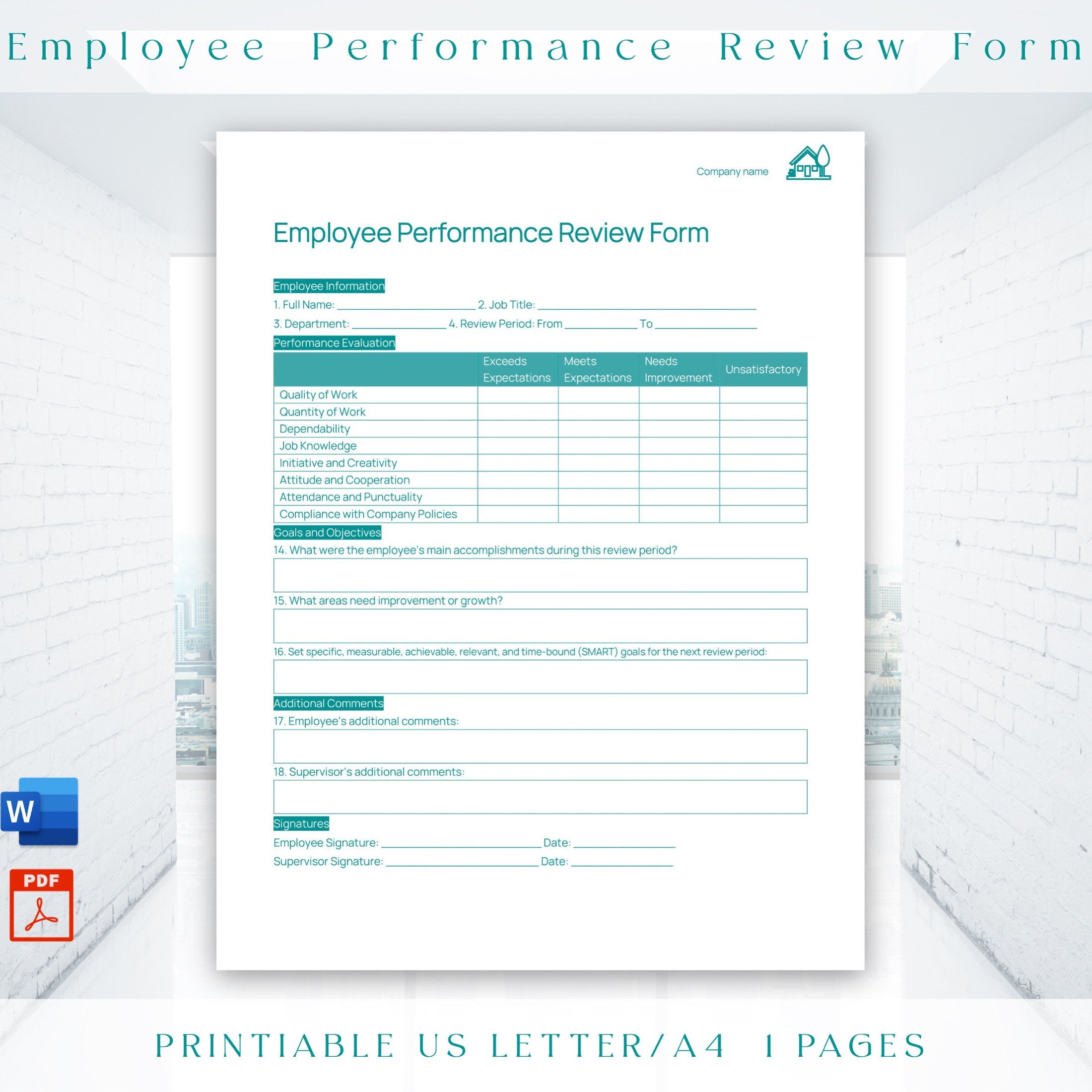 Editable Employee Performance Review Template, Detailed Evaluation Form ...