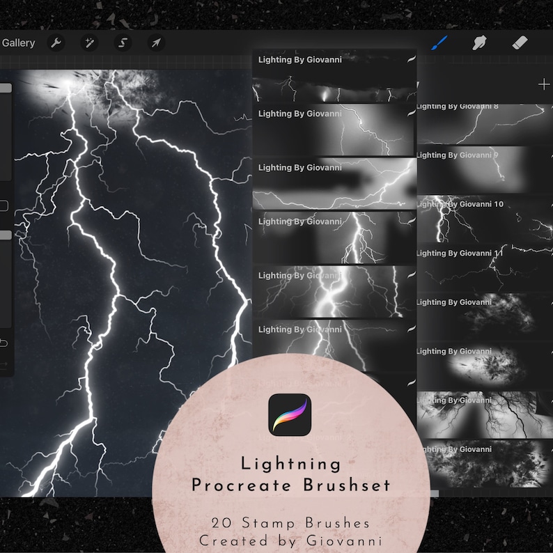 Procreate Lightning Brushes Realistic Lightning Flash - Etsy