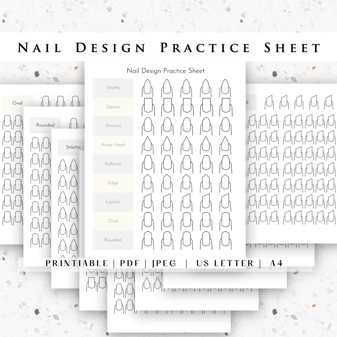 Nail Design Practice Sheet, Printable Nail Tech Planner Sheet, DIY Nail ...