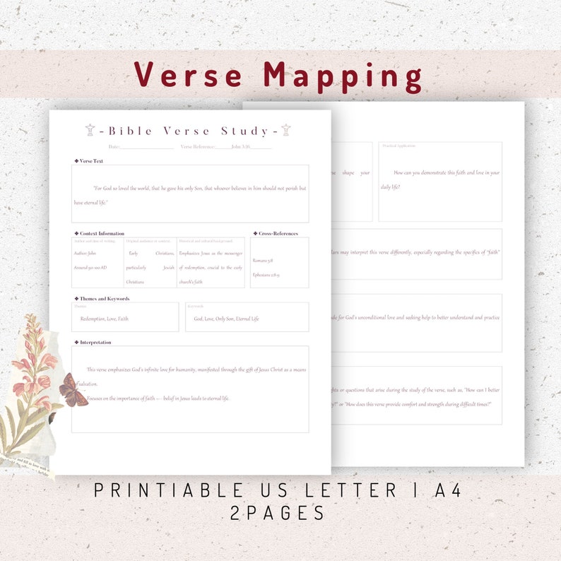 Printable Verse Mapping, Editable Bible Study Journal Template ...