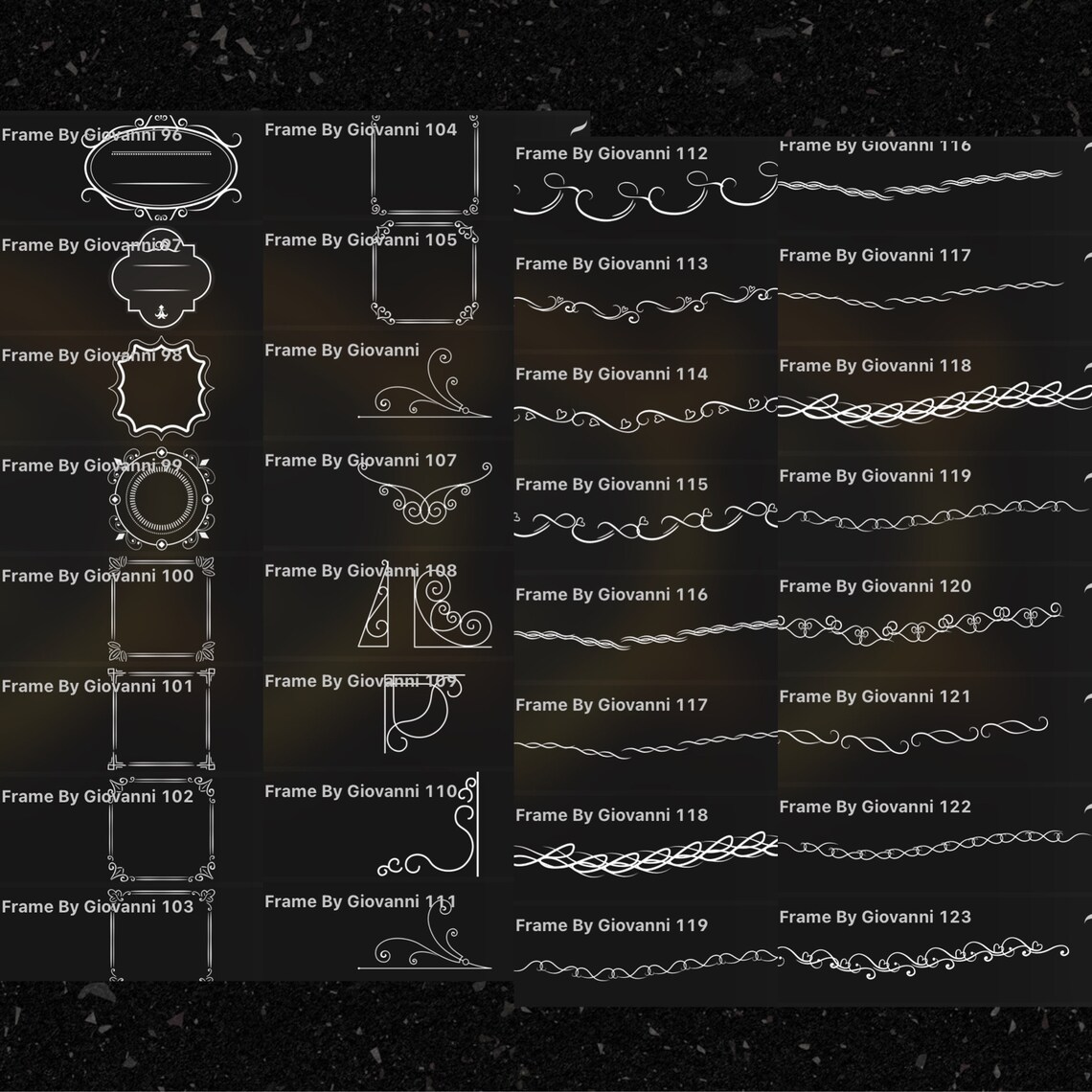 Procreate 122 Frame and Border Brush Pack Frame Dividers - Etsy