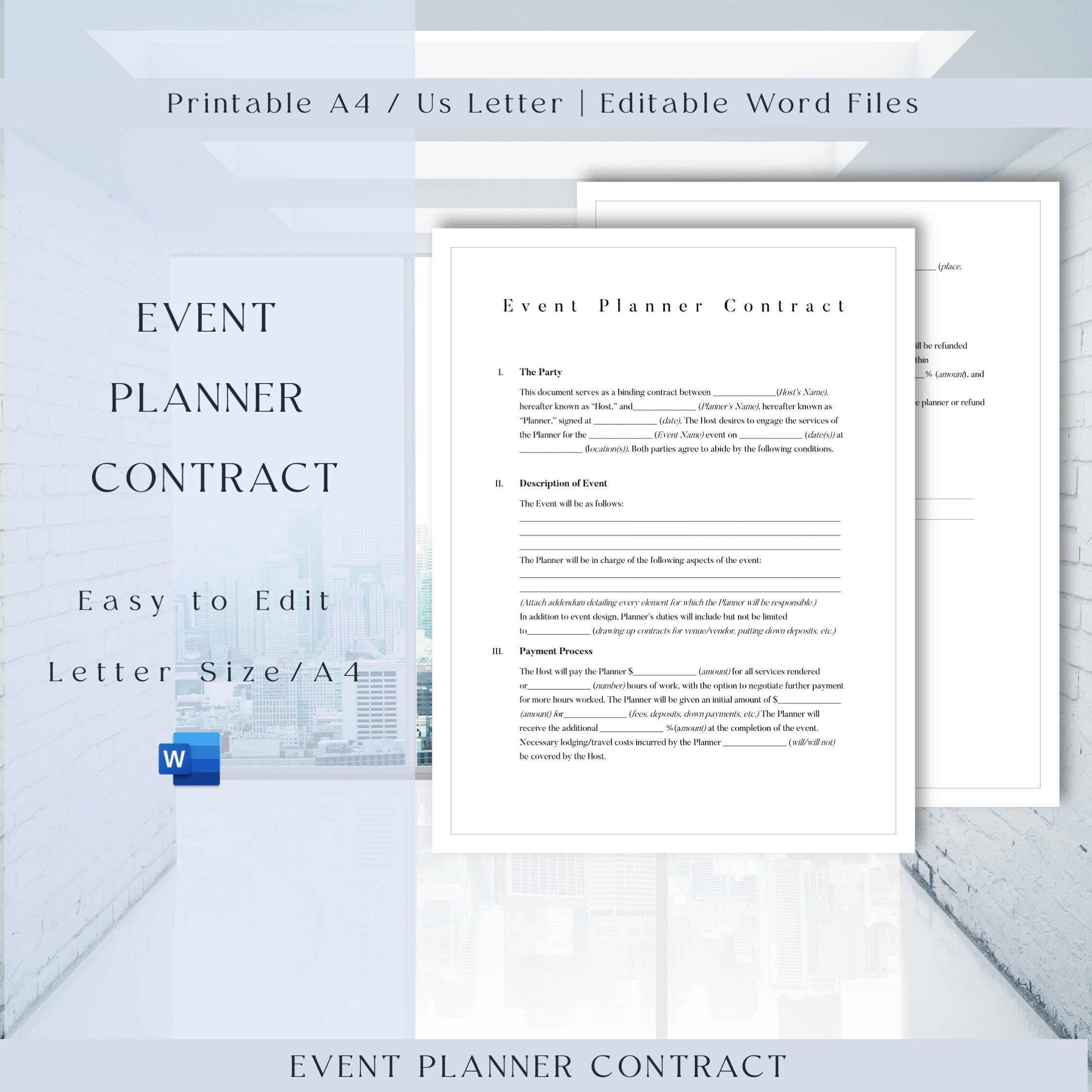 Editable Event Planner Contract Template,printable Planner Agreement ...