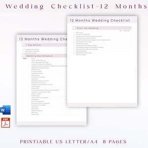 Comprehensive 12-month Wedding Planning Checklist, Wedding Day Guide,1 ...