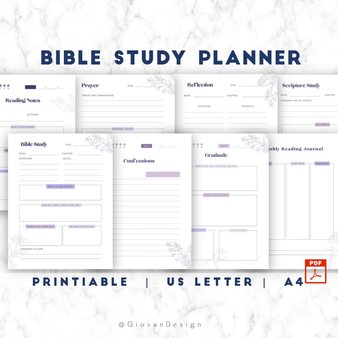 Printable Bible Planner, Bible Journal, Scripture Study, Reading Notes ...