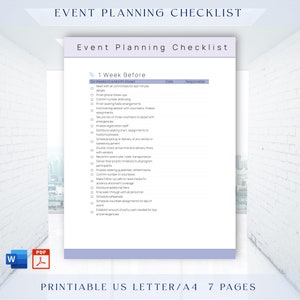 Editable Event Planning Checklist Template, Printable 6 Months, Event Planner,party Planning,pdf ...