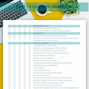 Editable Classroom Cleaning Checklist - Weekly School Cleaning Schedule ...