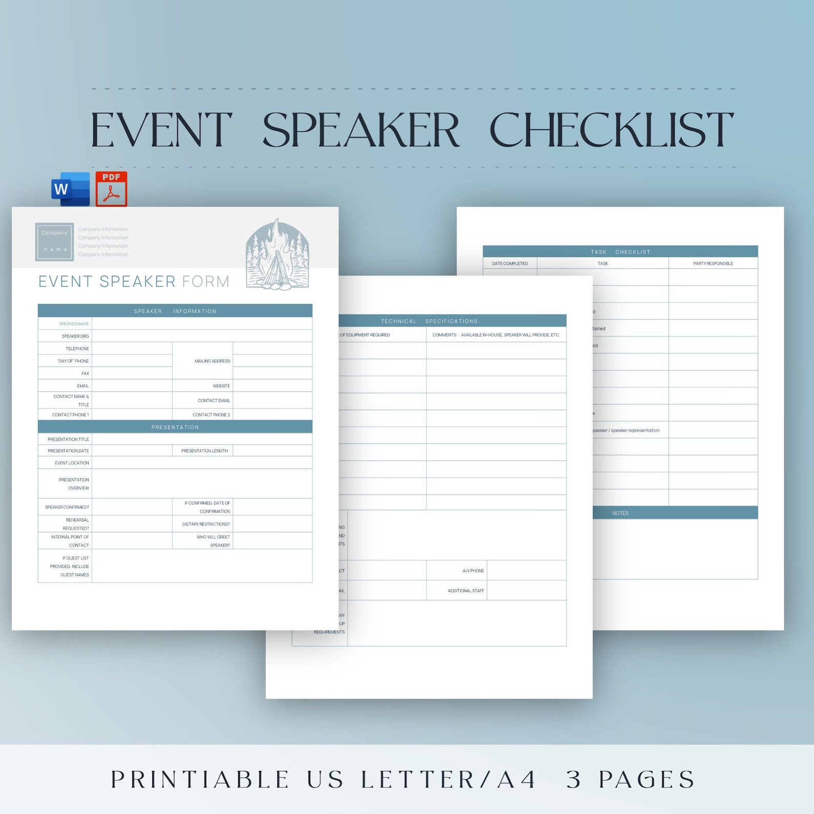 Printable Event Speaker Form, Editable Speaker Organizer for Event ...