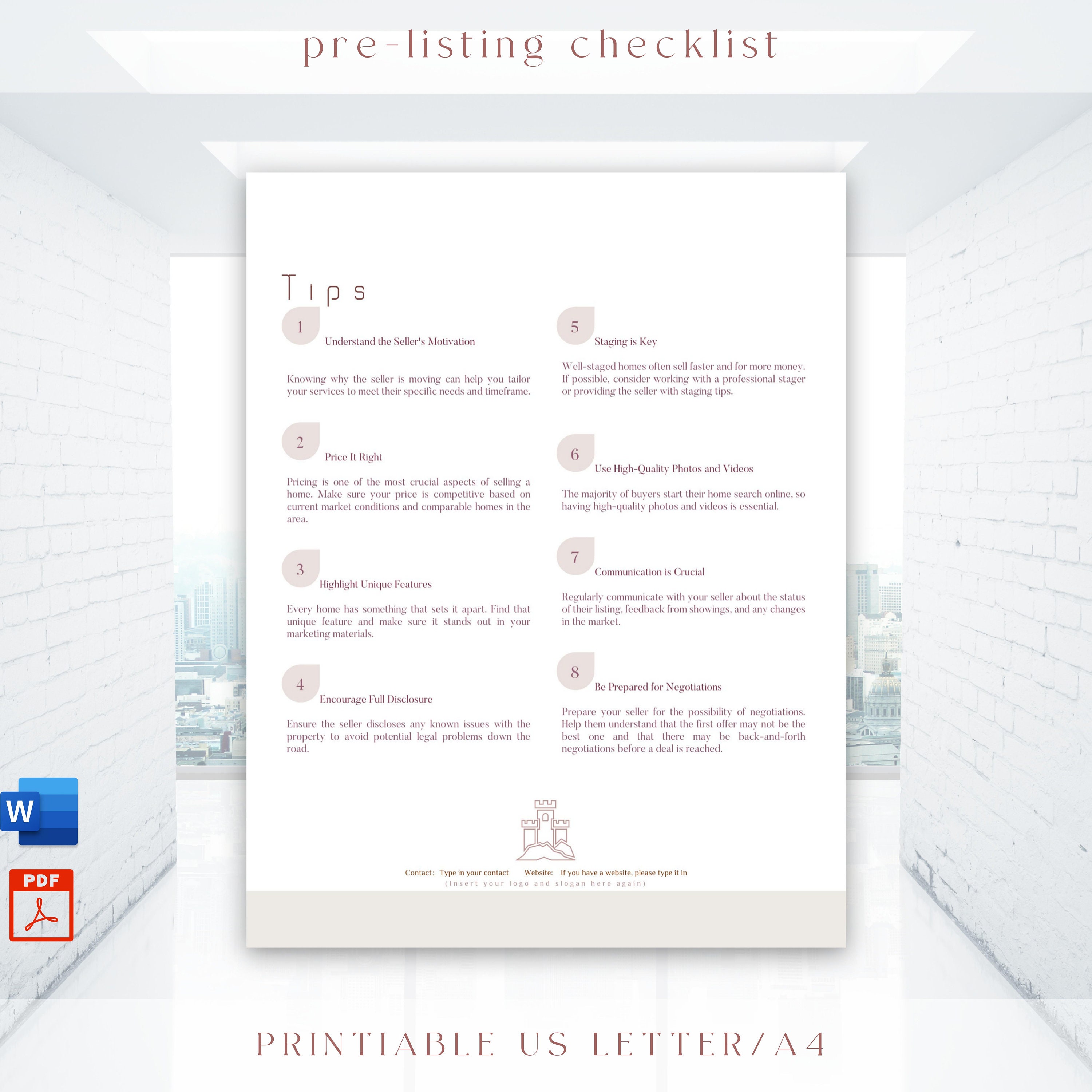 Editable Pre-listing Checklist for Real Estate Agents, Comprehensive ...