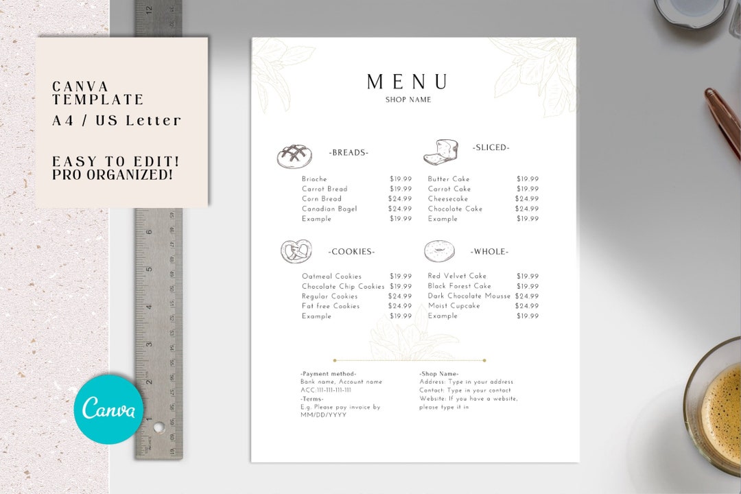 Editable Cake Order Form Canva Template,printable Bakery Order Form ...