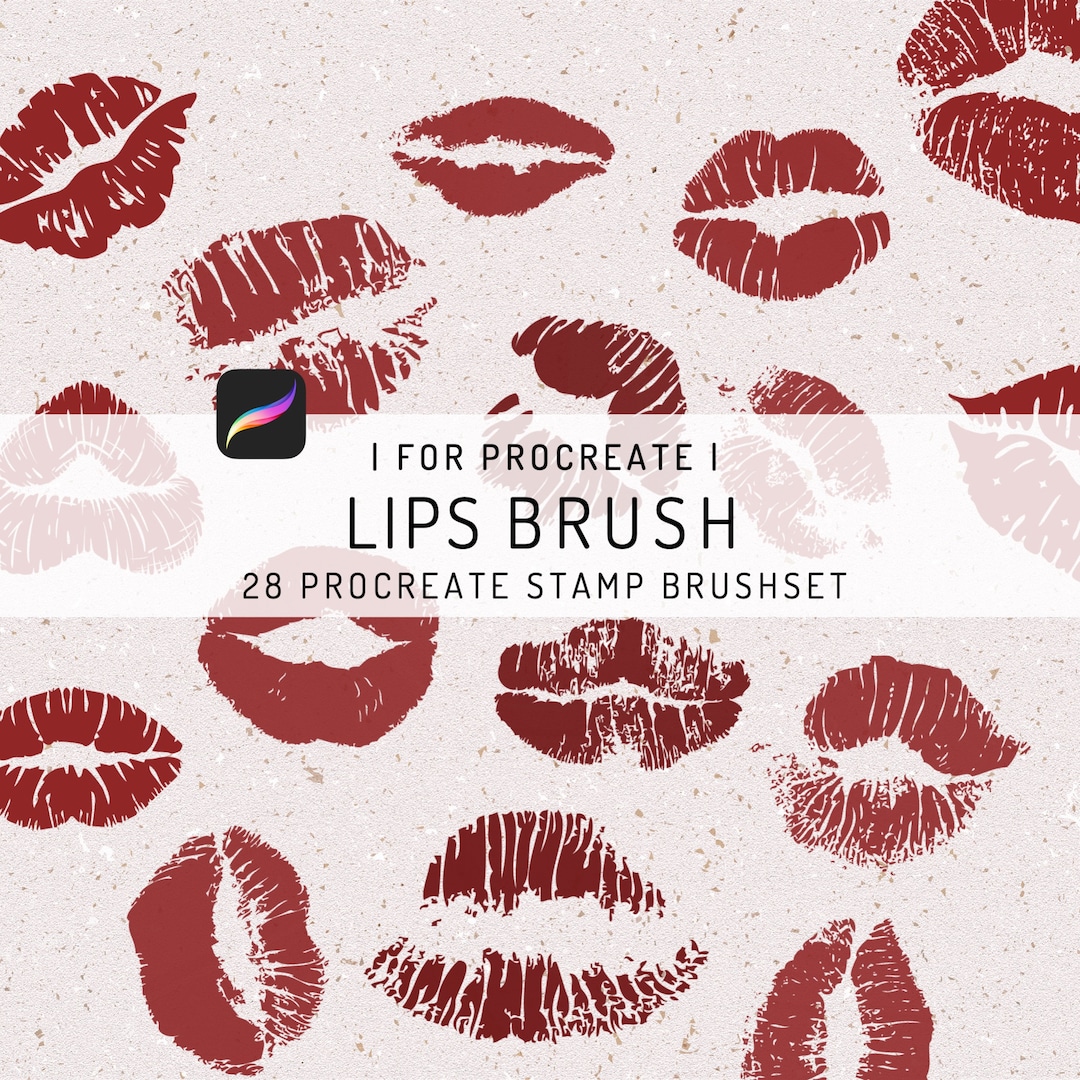 Procreate 28 Lip Stamp Brush, Lips Cut, Mouth Silhouette,procreate Kiss ...